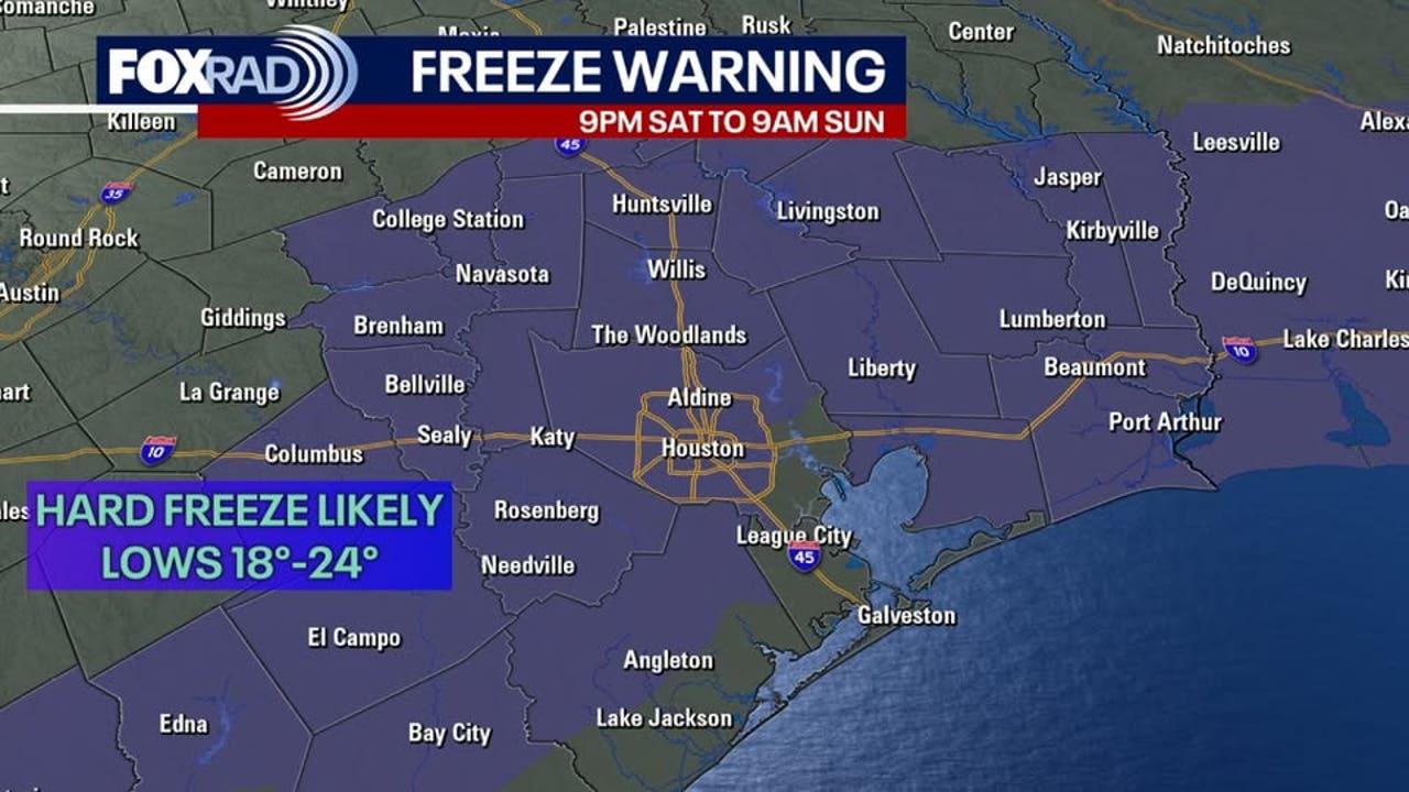 Houston weather: Freeze warning for Saturday night