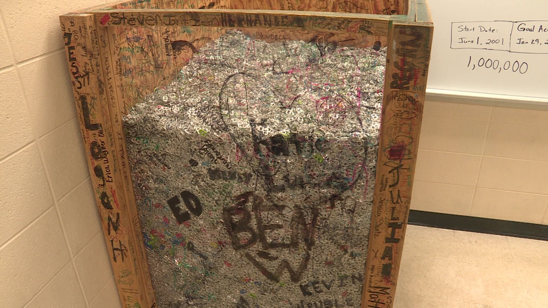 Platteville teacher reaches goal of collecting one million soda tabs