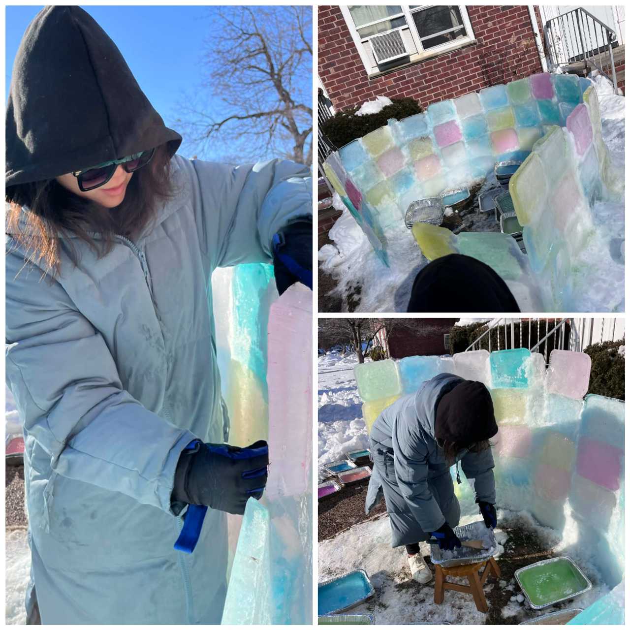NJ mom building rainbow ice igloo that's going viral IRL