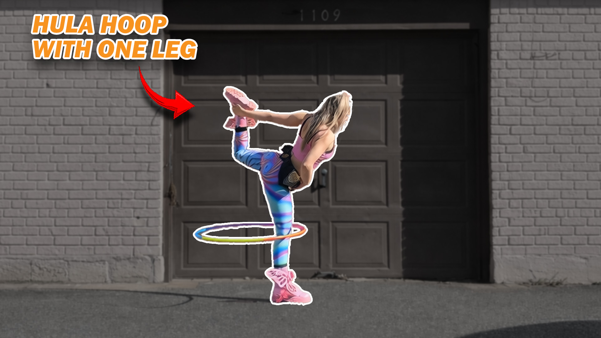 One leg balance with a hula hoop