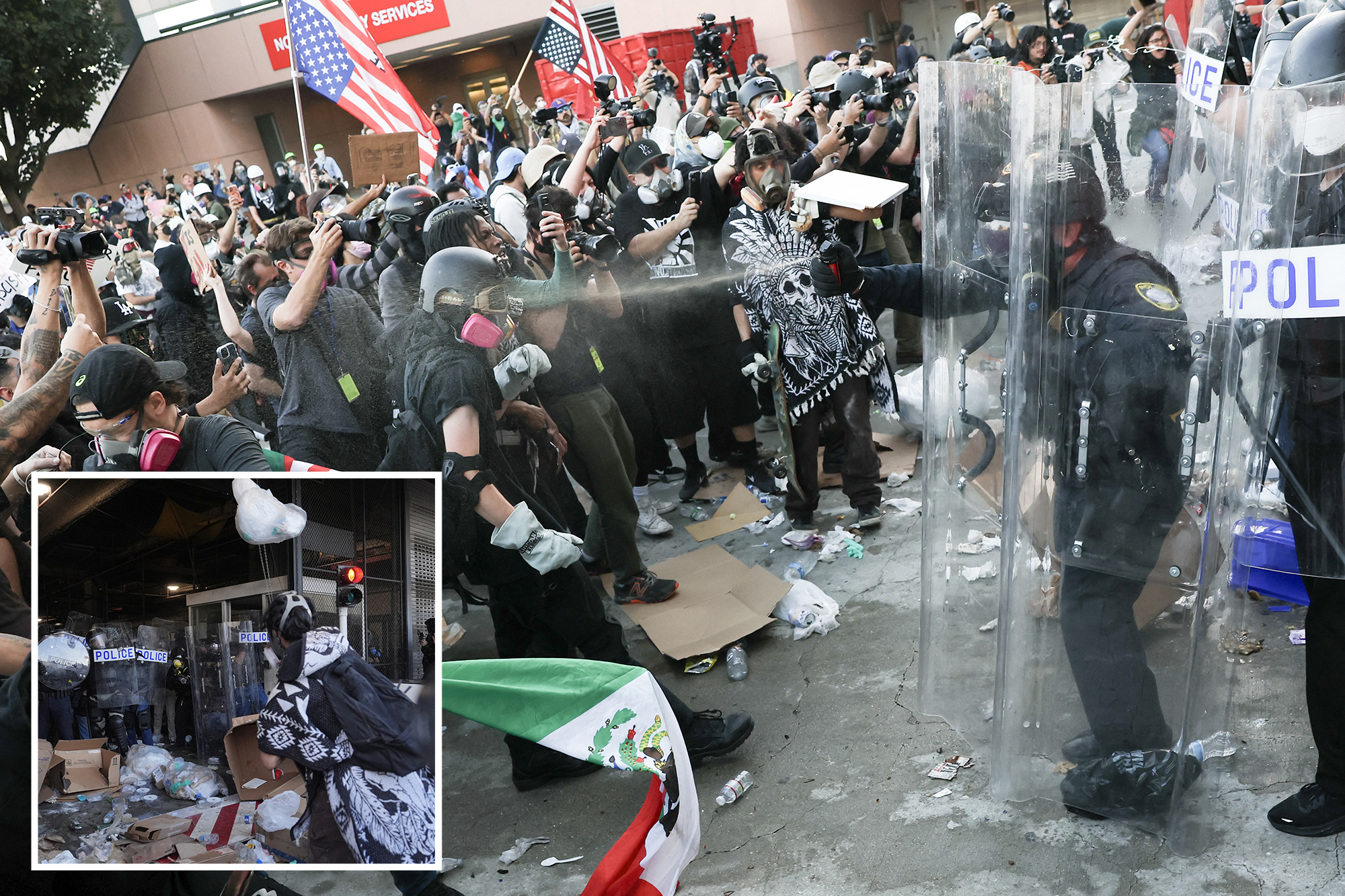 Sling shot-wielding psycho fired metal at LA officers during violent ...