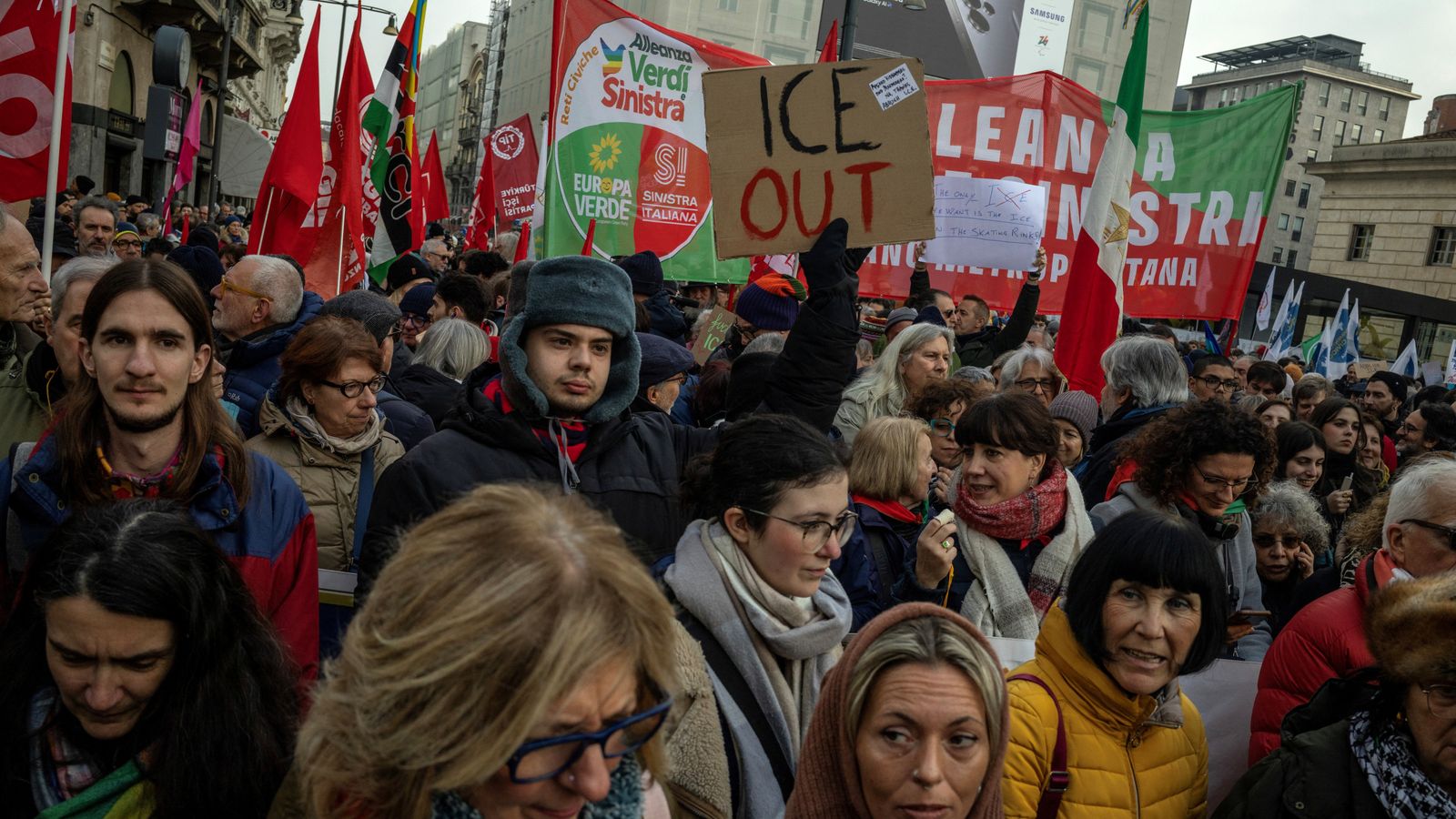 Hundreds protest against ICE role in Winter Olympics in Milan