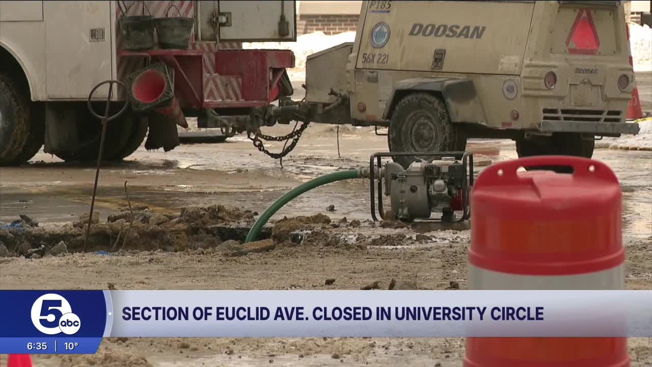 Part of Euclid Avenue closed due to water main break