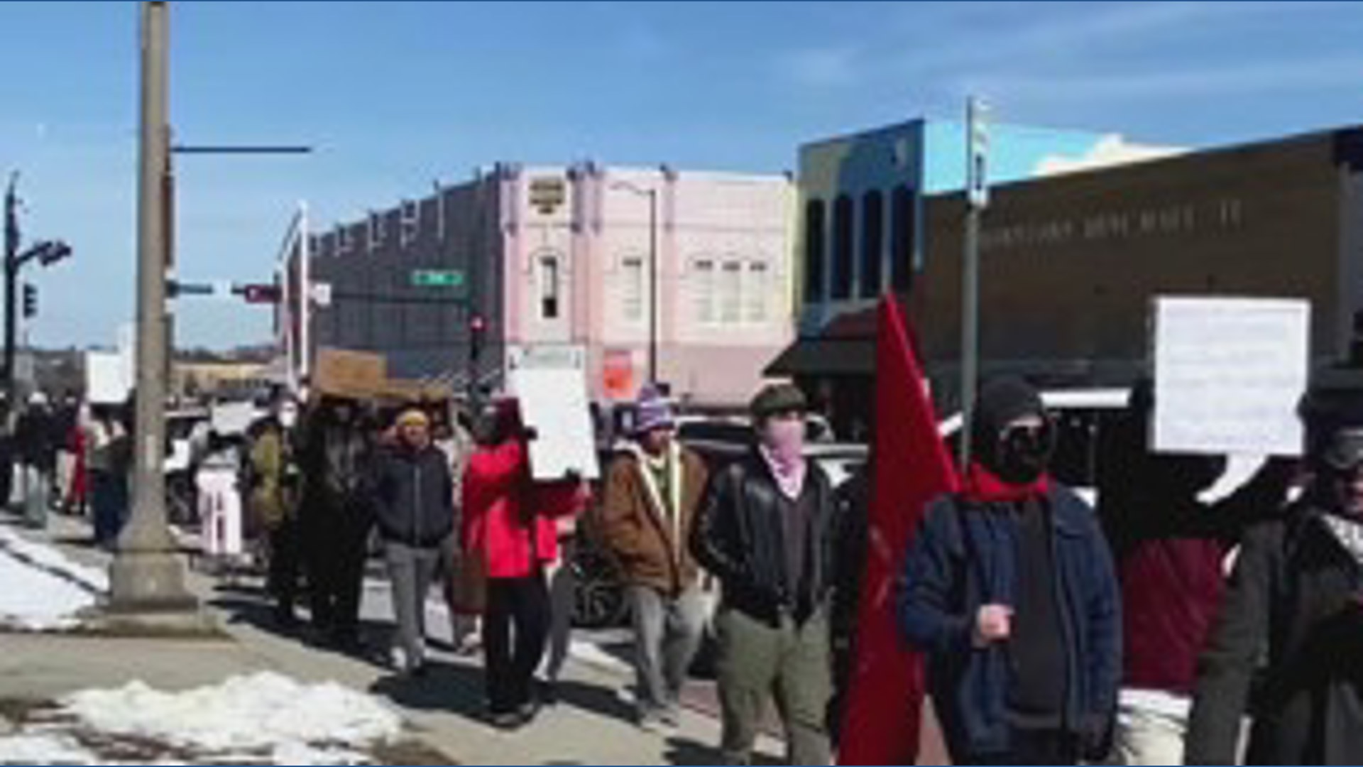 Anti-ICE protest on Denton Co. square