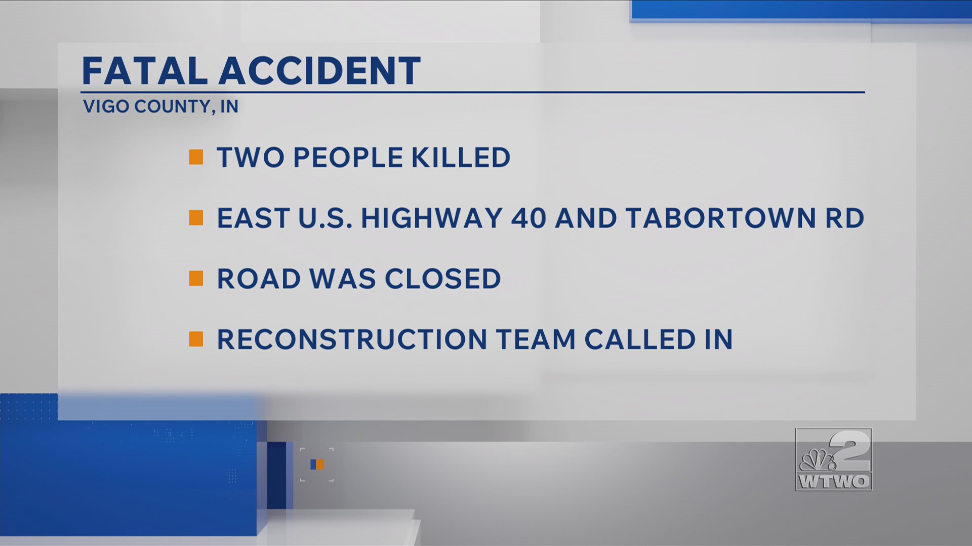 Two people killed in accident on Highway 40