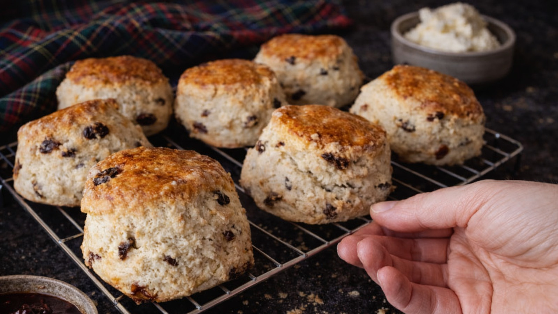 Baking classic British scones with raisins