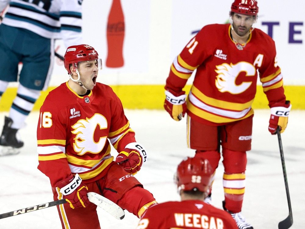 Three takeaways as Morgan Frost shines for Flames in win over Sharks
