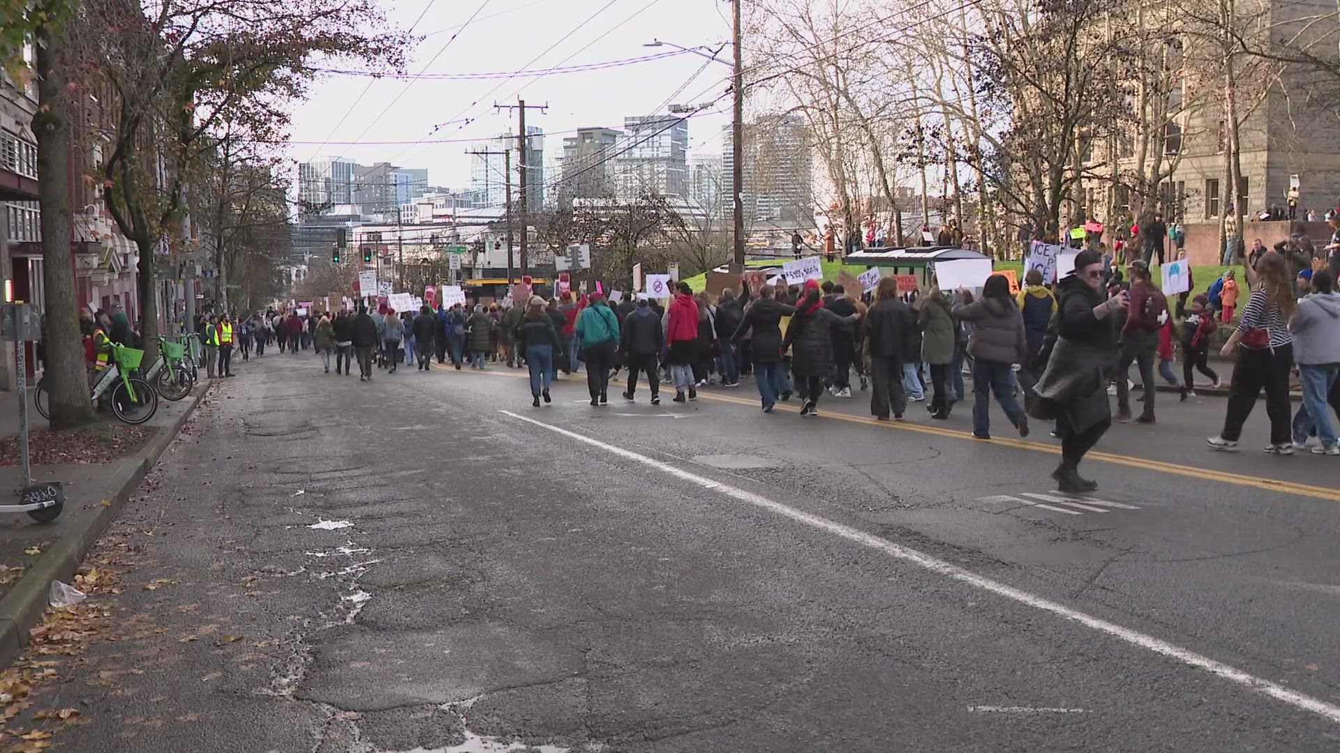 Protest blocks traffic in Capitol Hill, downtown