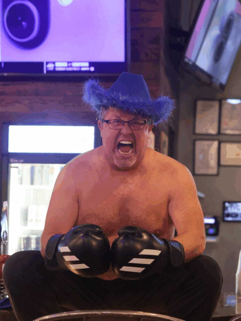 Ryan Lemond lost his shirt in celebration at KSBar again