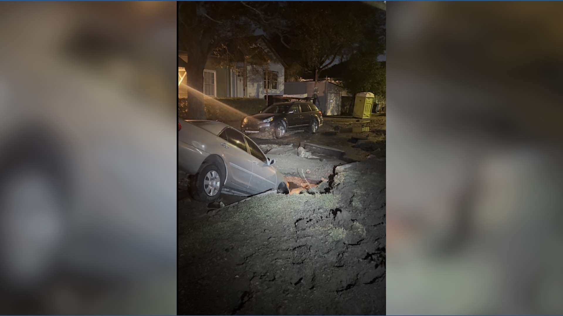 Water main break Uptown swallows car in sinkhole