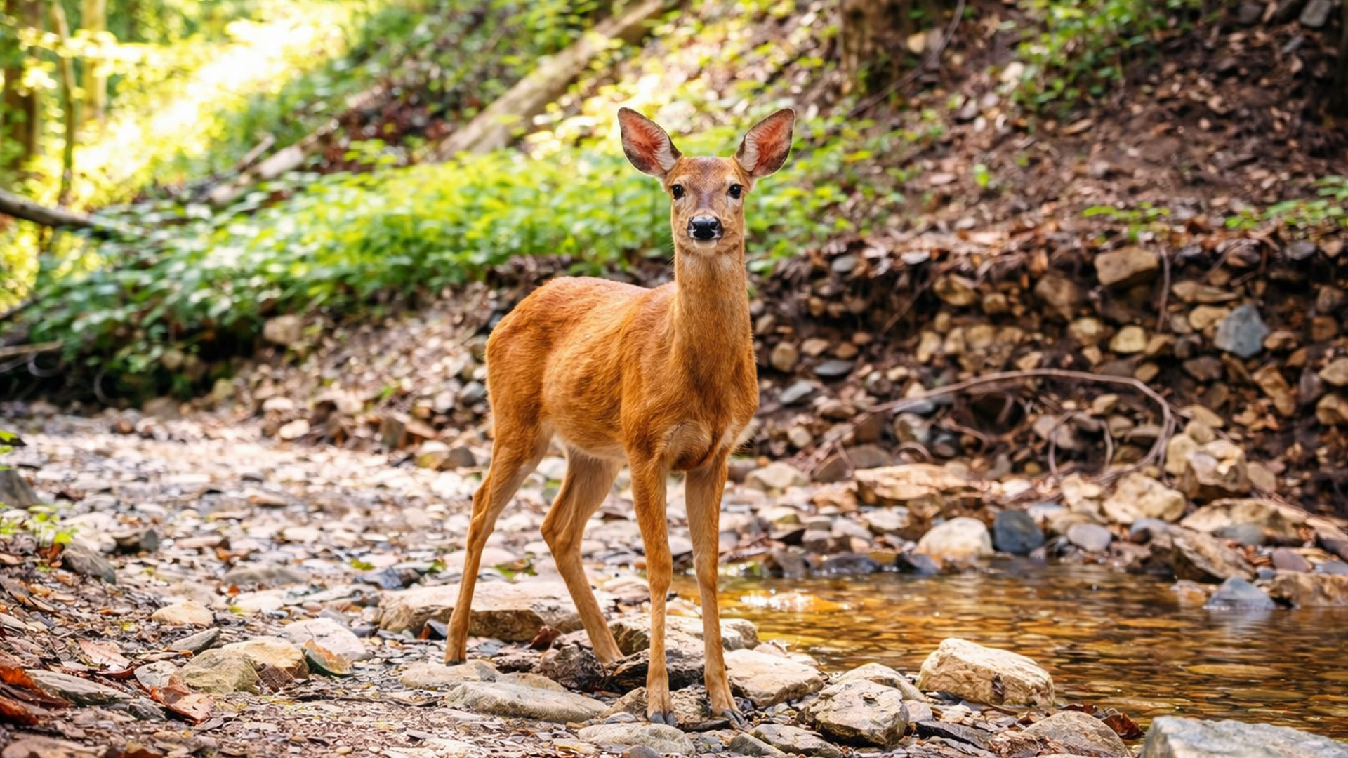 Forest wildlife caught moving past the camera