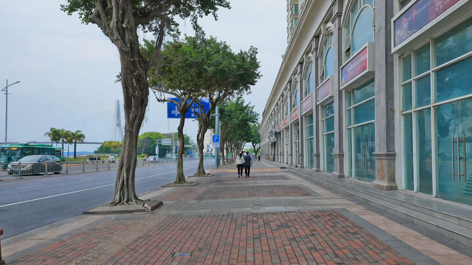 Clean Wide Sidewalk in China City