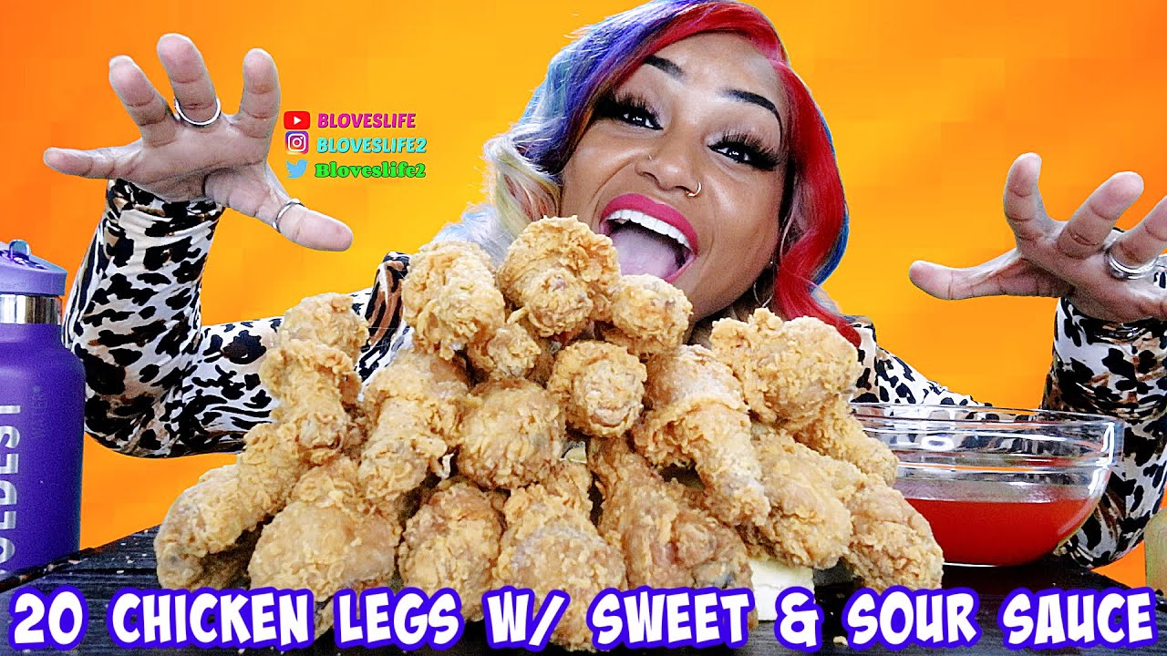 20 chicken legs and sweet & sour sauce mukbang challenge