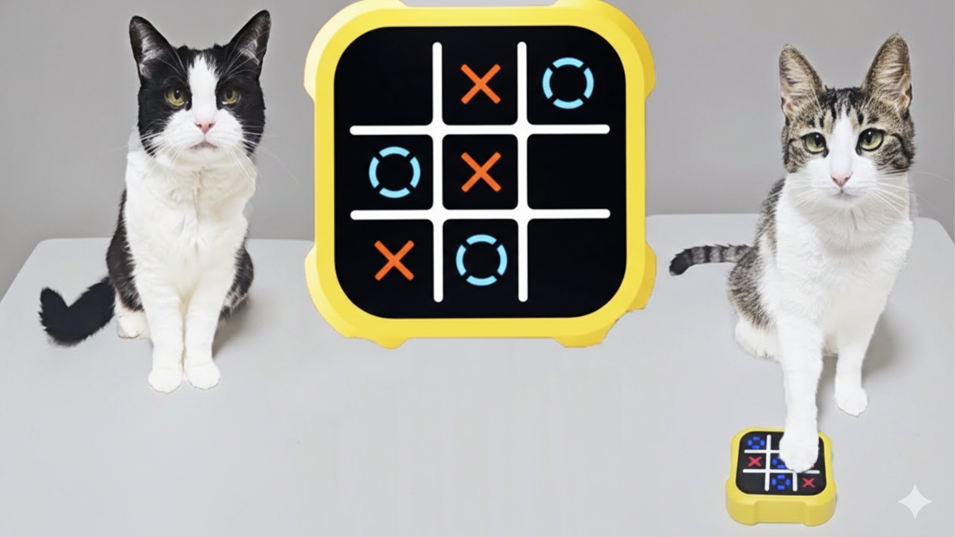 Cats play tic tac toe with confidence