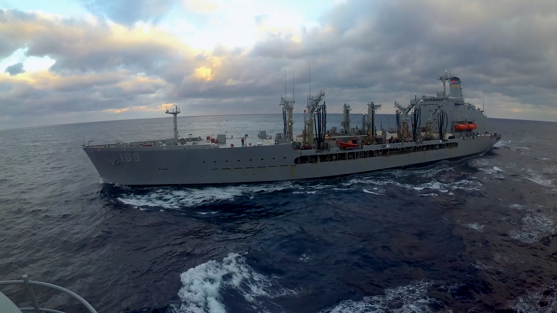 USS George HW Bush replenishes fuel at sea
