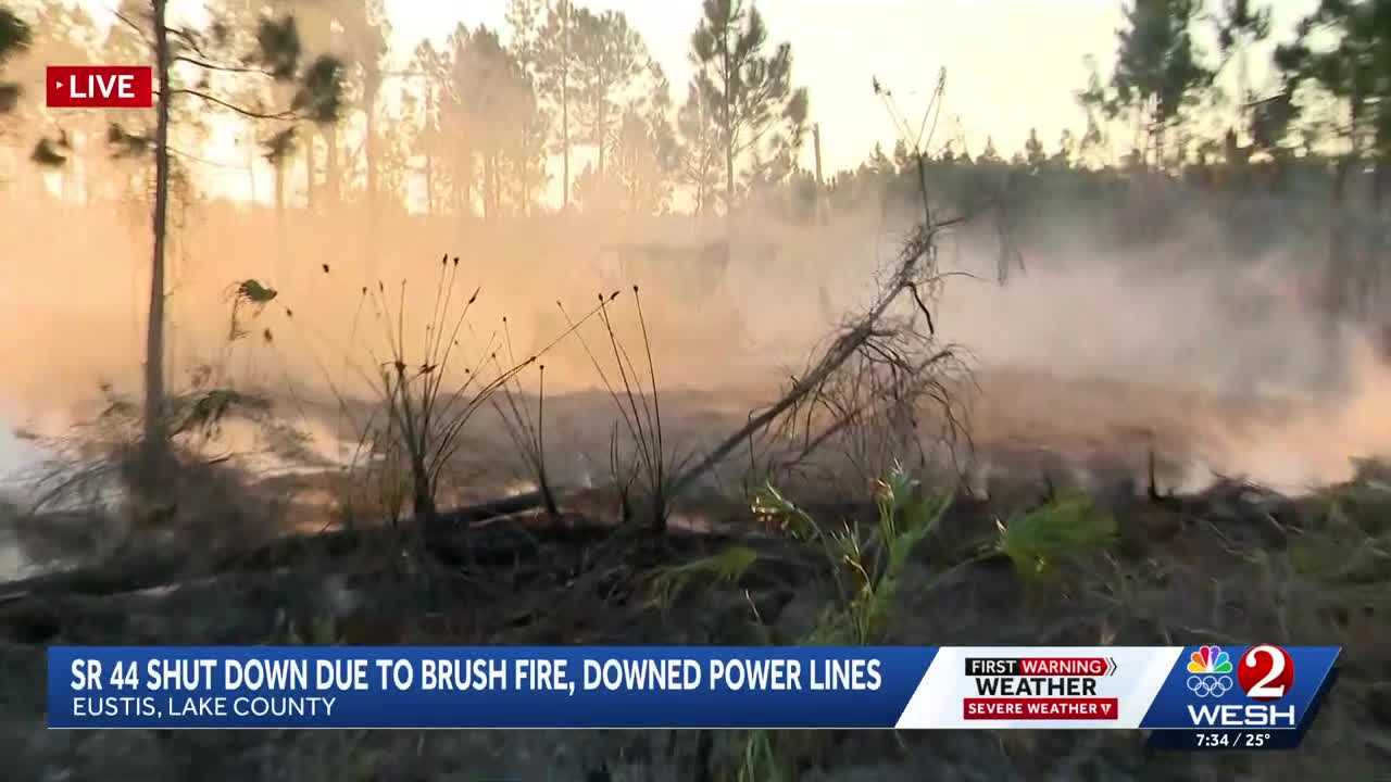 Downed power lines, brushfire force Lake County state road to partially ...