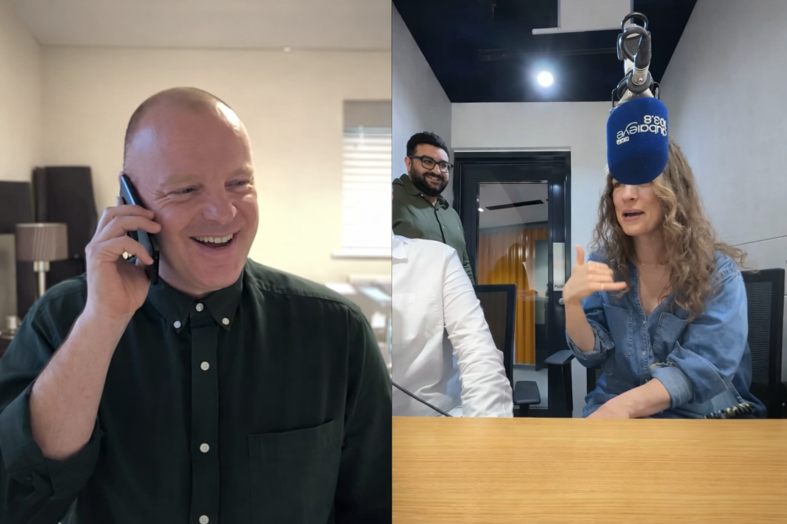 Prank calling a radio station