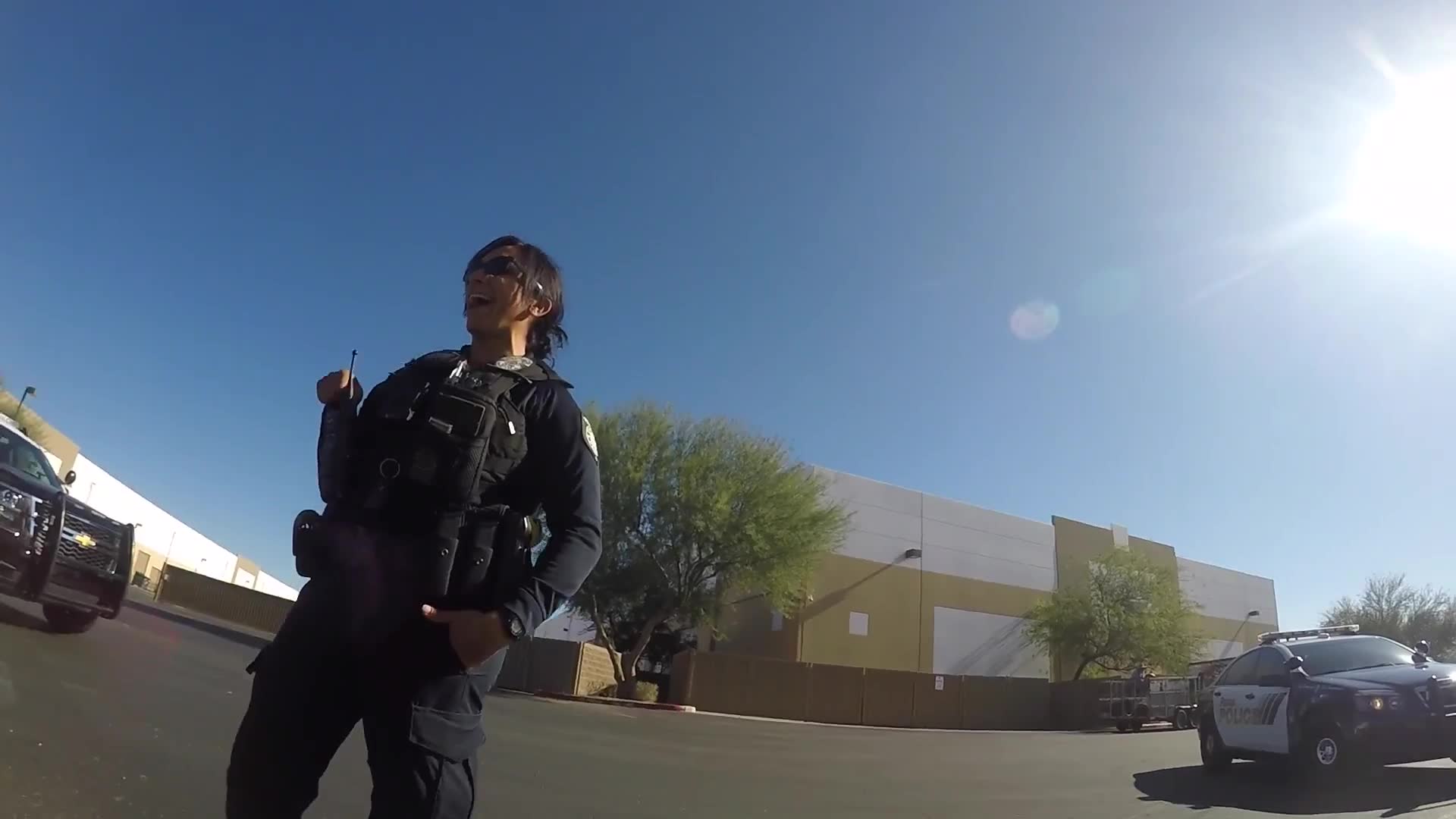 Positive police interaction with female law enforcement officers on patrol