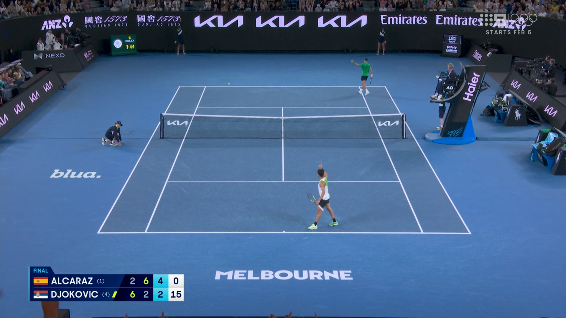 Djokovic applauds Alcaraz after epic 16-shot rally