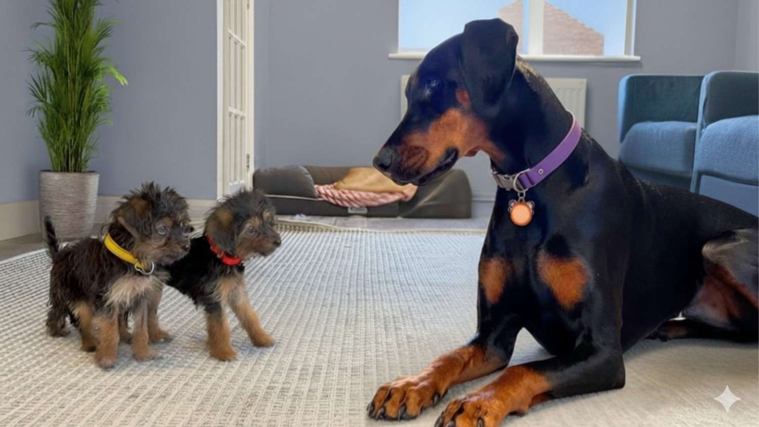 Rescue Puppies got Separated from their Mom… Our Doberman Stepped Up
