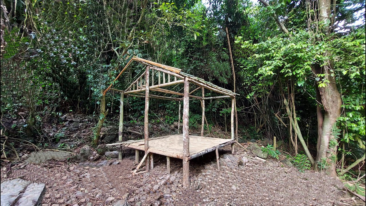 Building new life ep. 6 | Wooden floor for cabin, complete roof - Build ...