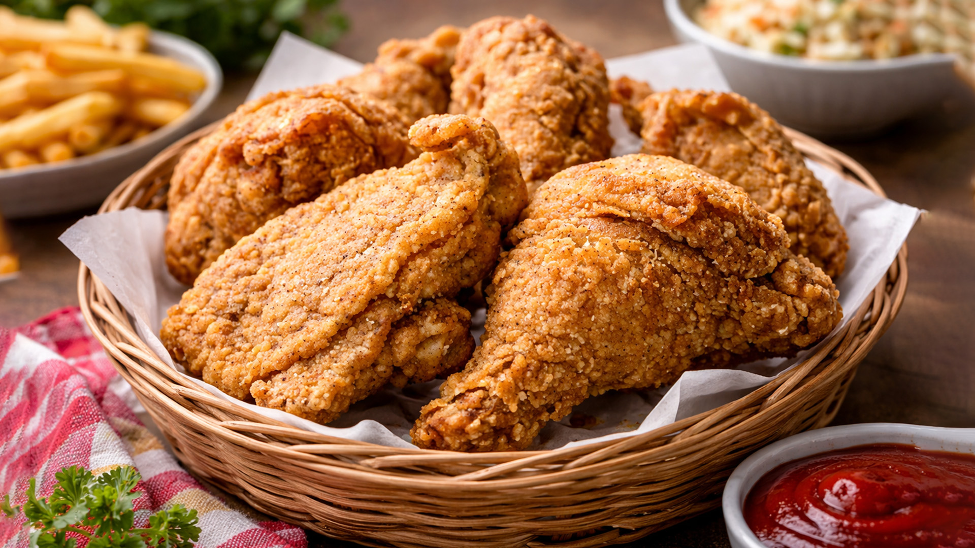 Crispy fried chicken with simple seasoning