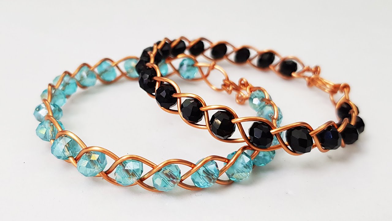 3 strand braid bracelet from copper wire and small crystal - How to ...