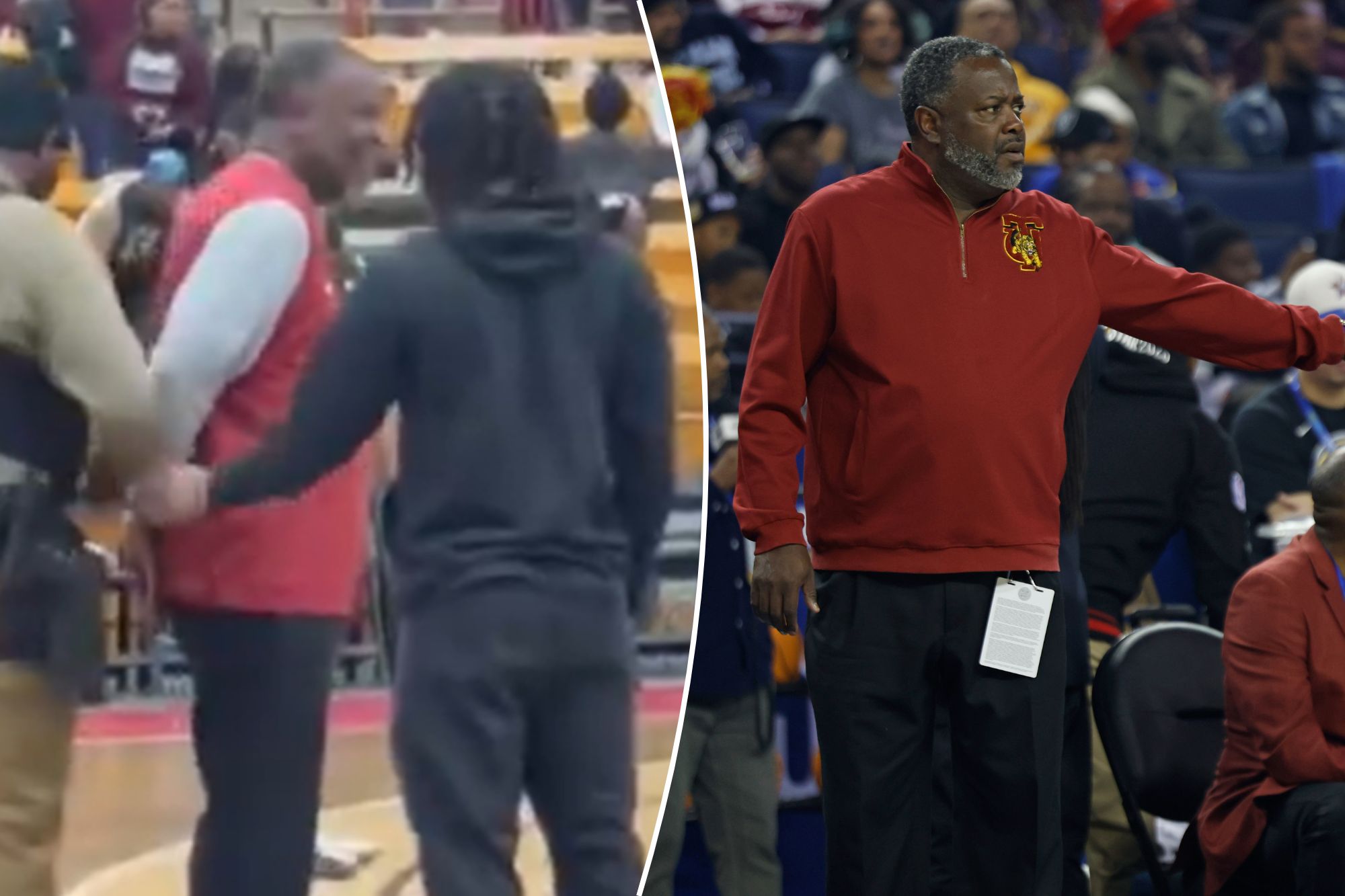 Tuskegee coach Benjy Taylor handcuffed on court after game in stunning ...