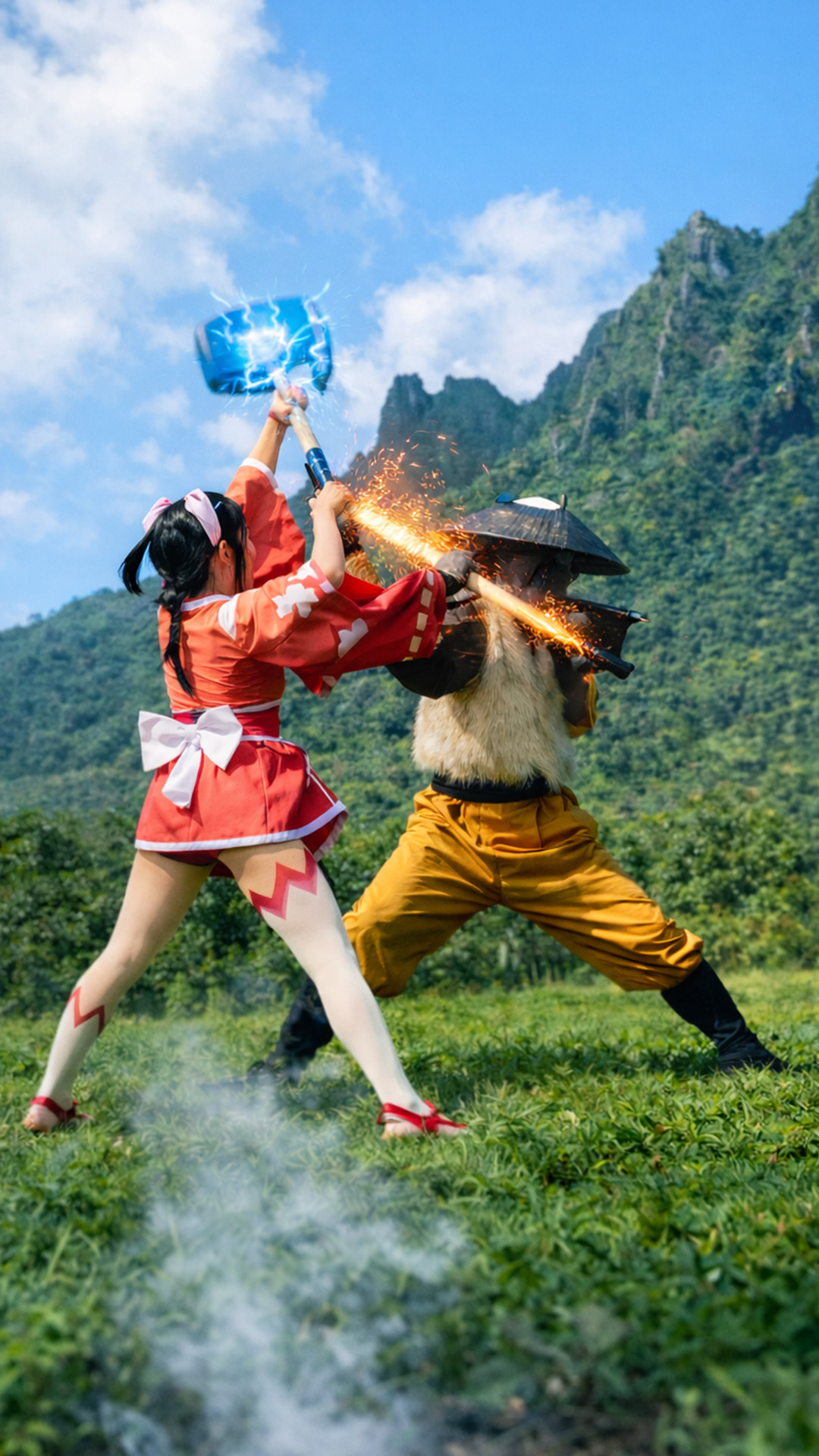 Anime style fight scene in real life