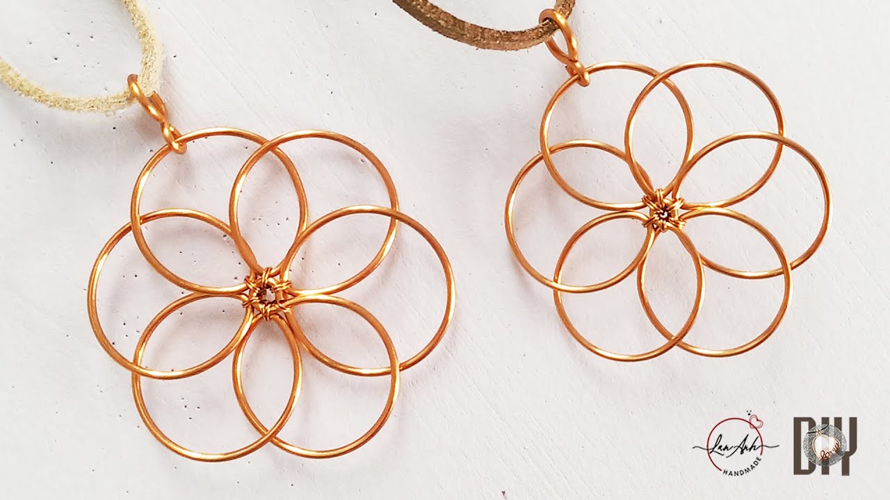 Flower pendant - nature jewelry set - easy jewelry making from copper ...