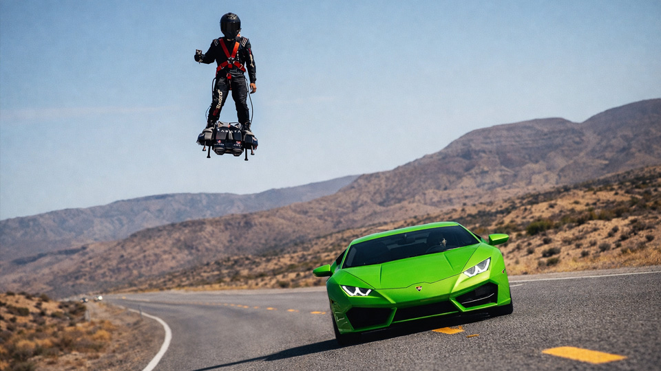 Flying on foot at over 100 miles per hour