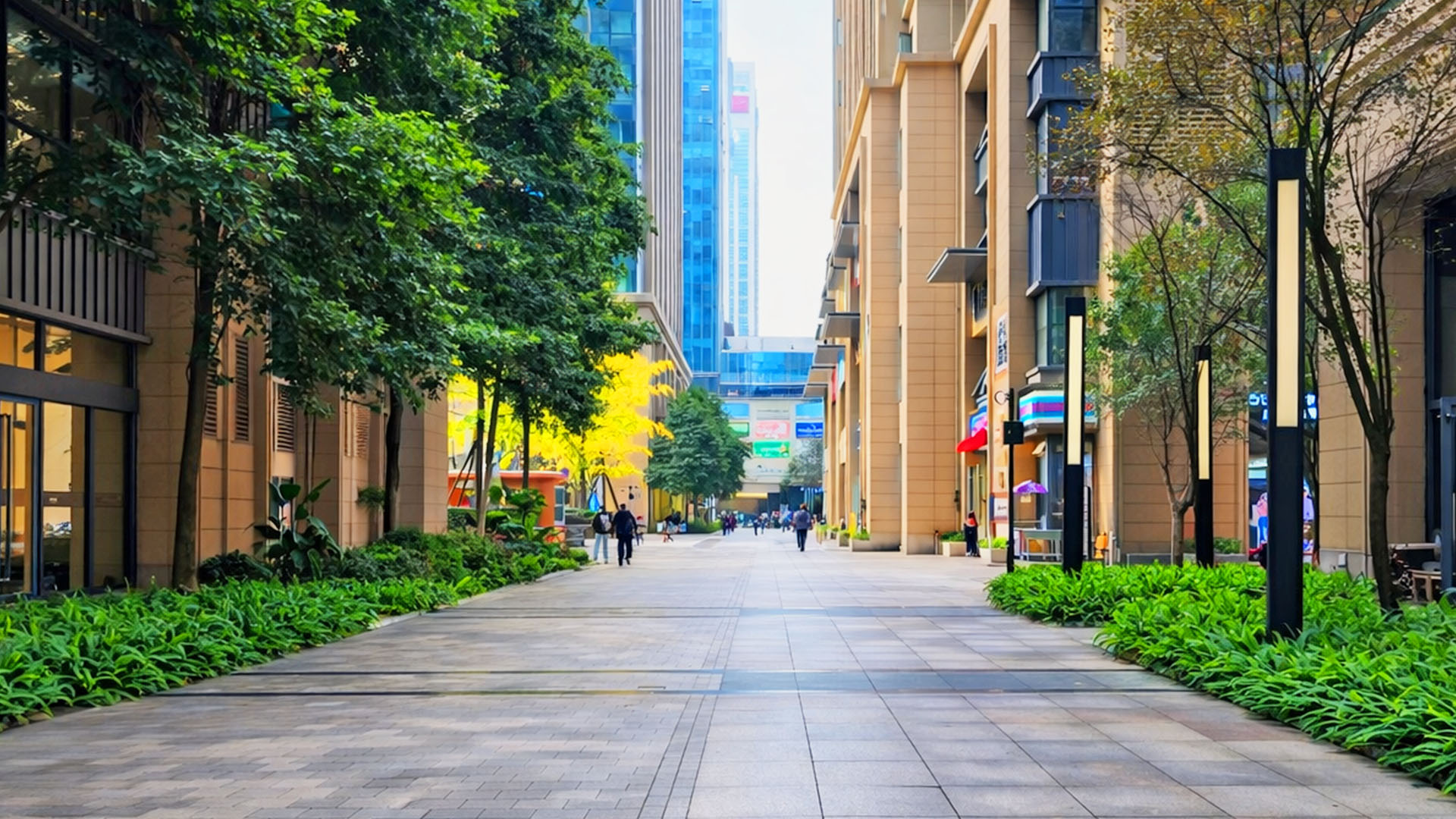 Wide Sidewalk in Office Area China