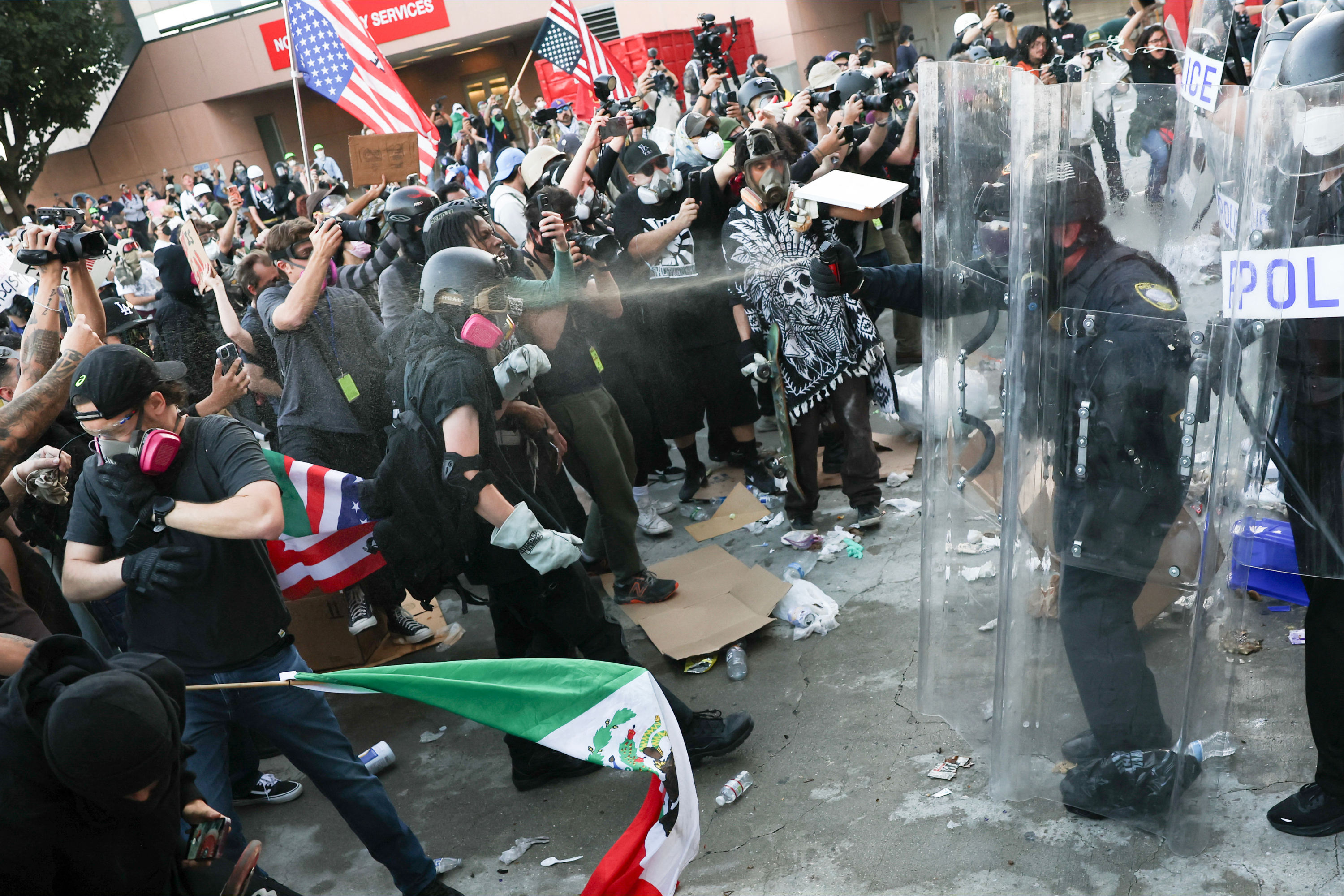Anti-ICE protests in LA spark arrests at federal building — "not playing"