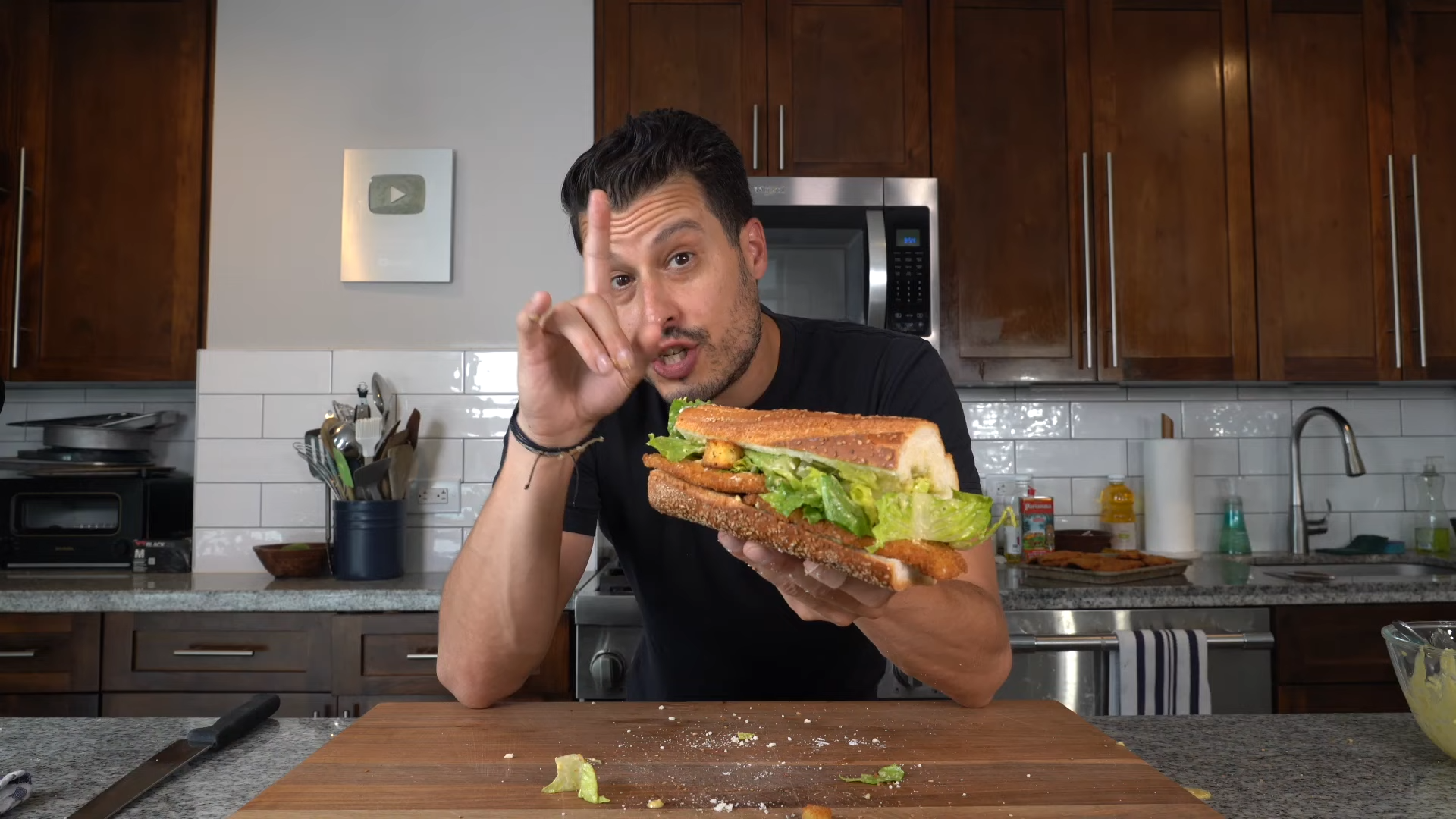 Crispy chicken cutlet caesar sandwich