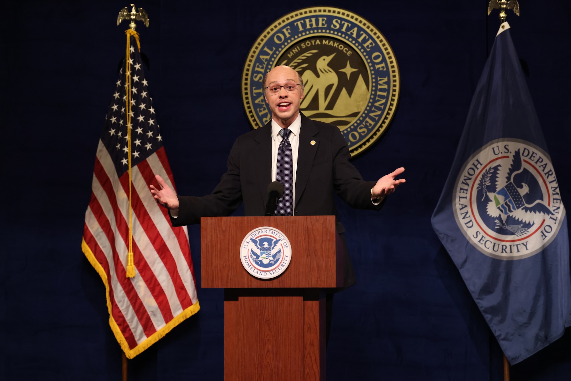 Pete Davidson played border czar Tom Homan in SNL's "ICE meeting cold open"