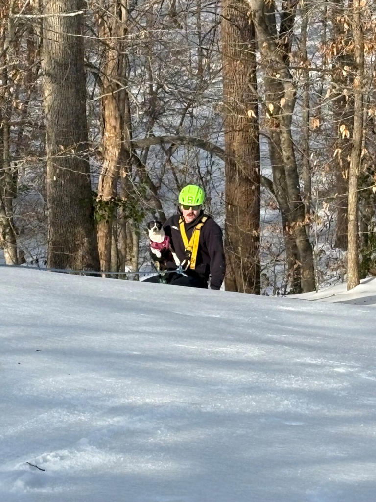 Specialized rope rescue saves man, dog from icy hill in Dumfries