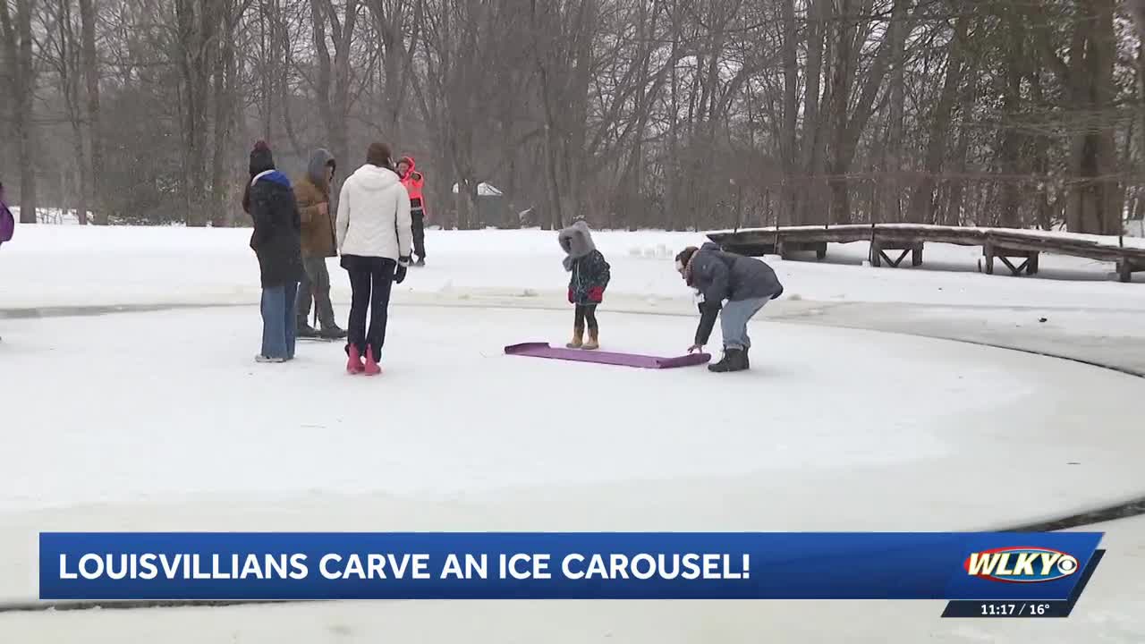 Fun times in the snow, 2 Louisville men create an ice carousel