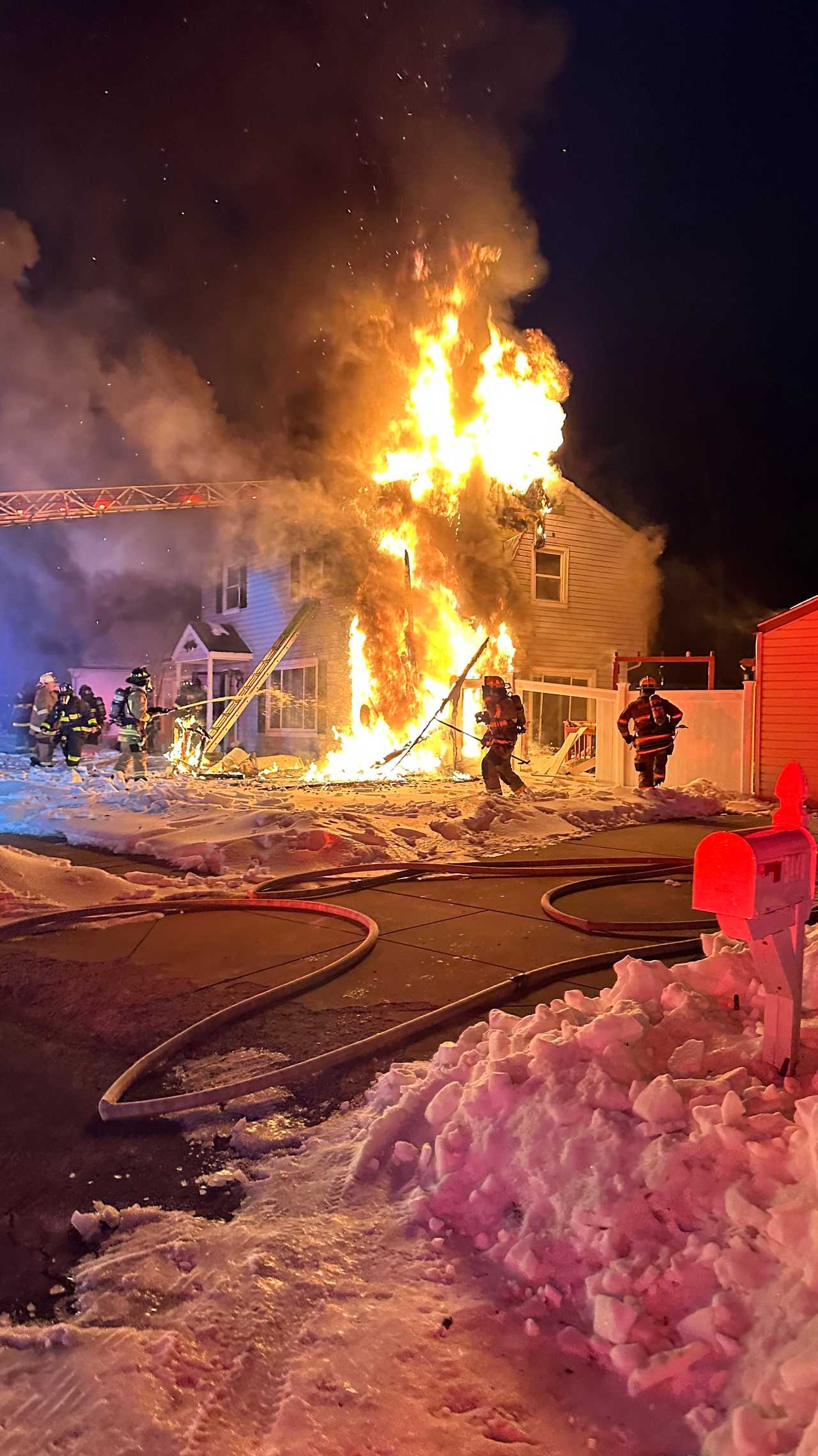 Flames tear through Maryland home as firefighters battle inferno in ...