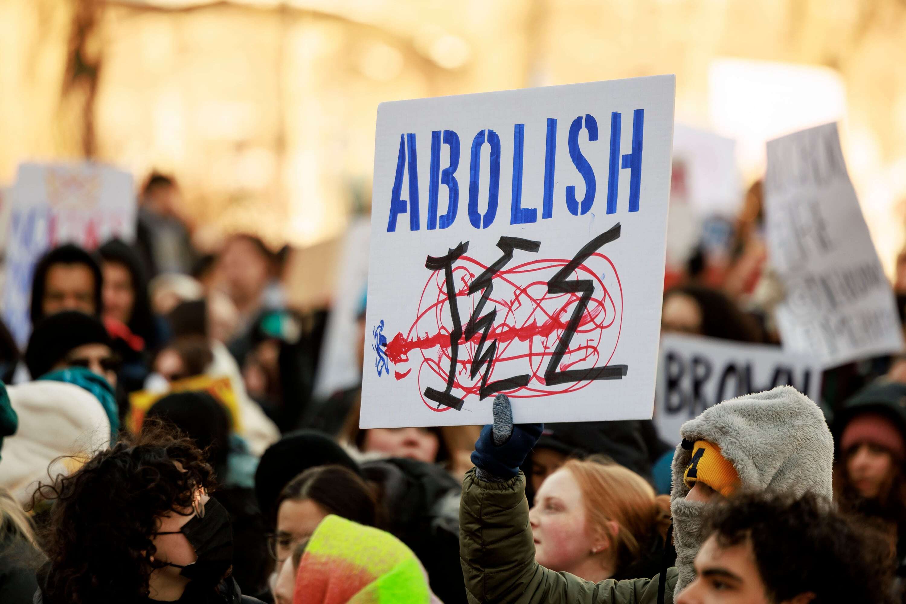 100s of students protest ICE on University of Michigan campus, Ann ...