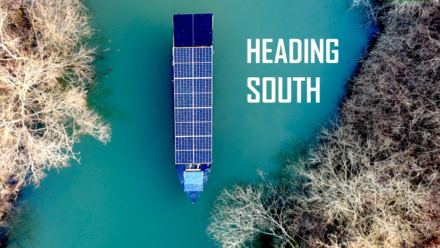 Gliding south on solar power aboard a handbuilt boat
