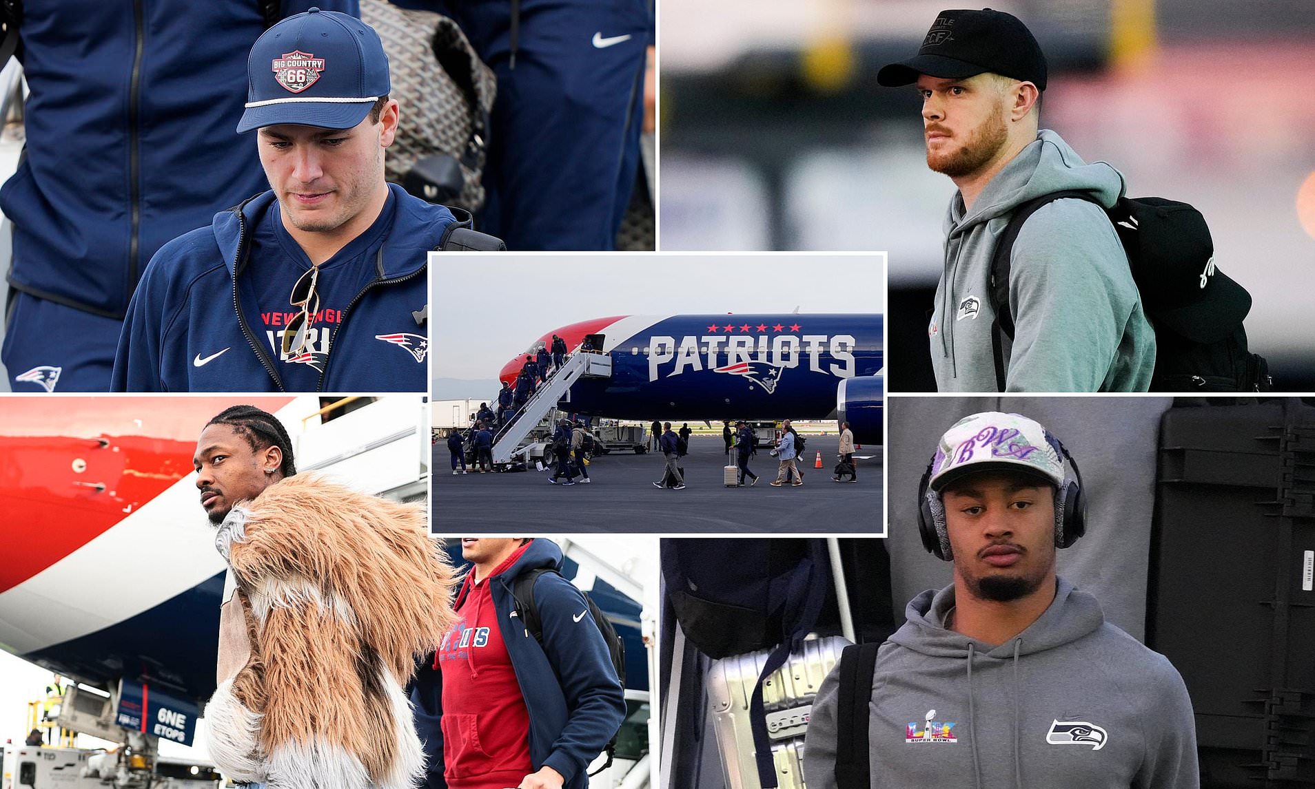 Seahawks and Patriots stars arrive in California as they prepare to go ...