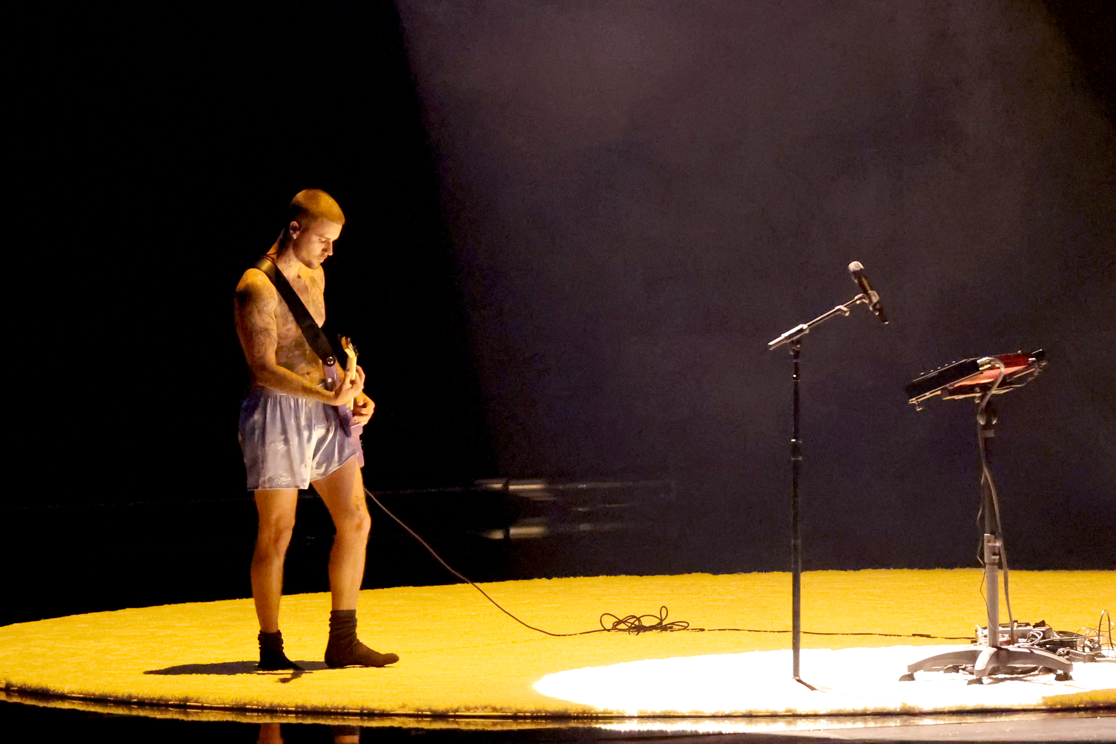 Justin Bieber strips down to sparkly boxers for Grammys 2026 ...