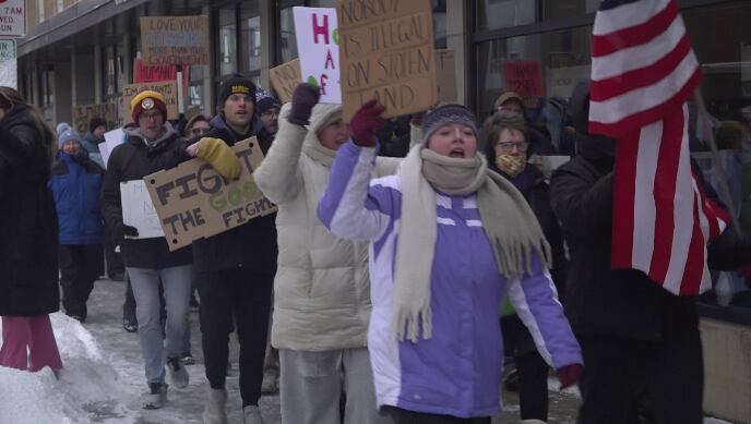 Protesters gather at Fargo courthouse to oppose ICE enforcement actions