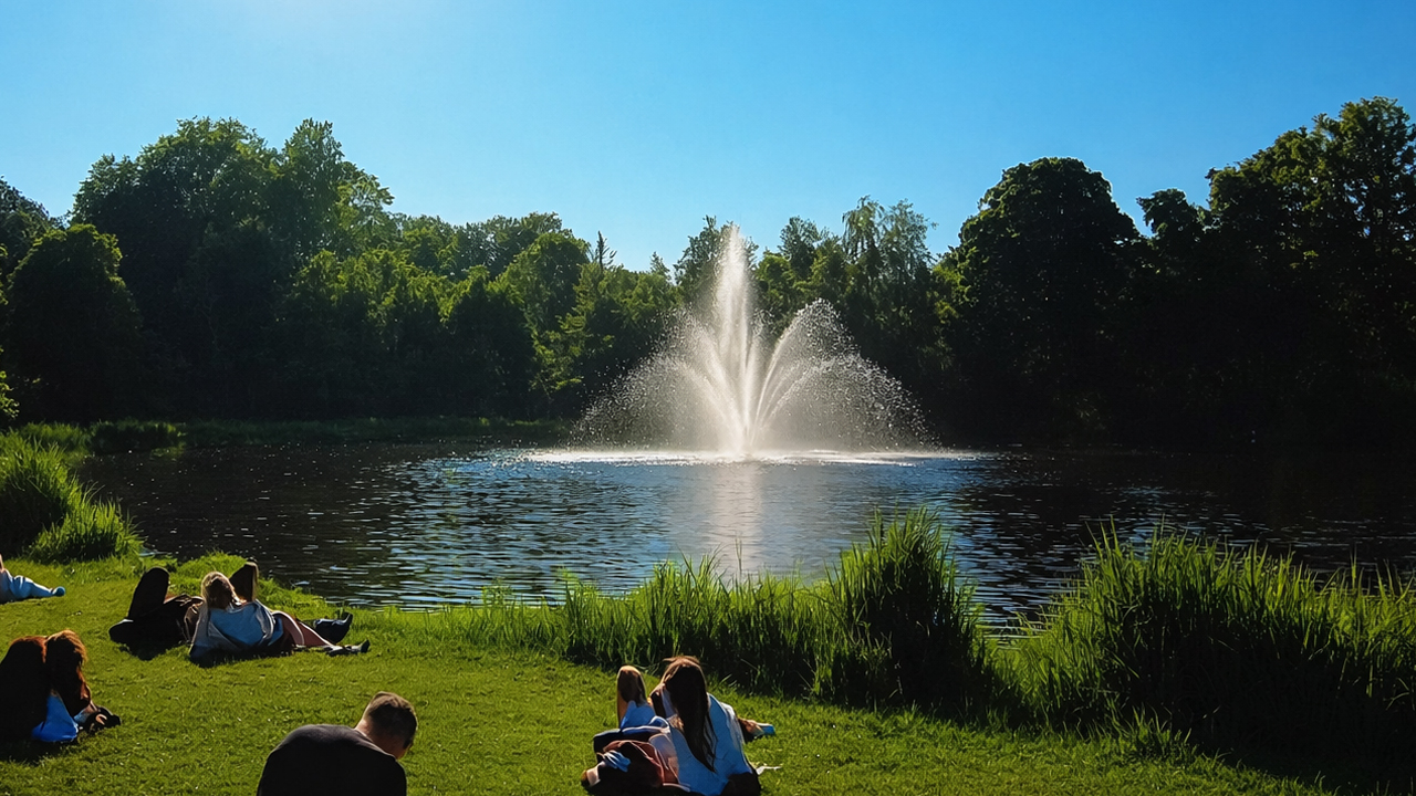Moments de détente près de la fontaine du Vondelpark