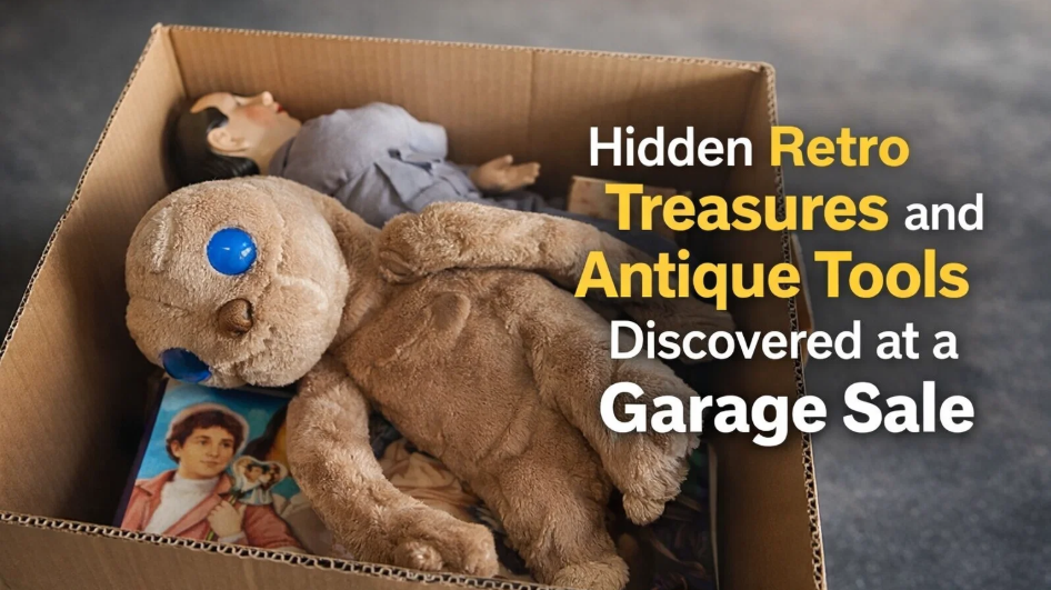 Hidden retro treasures and antique tools discovered at a garage sale