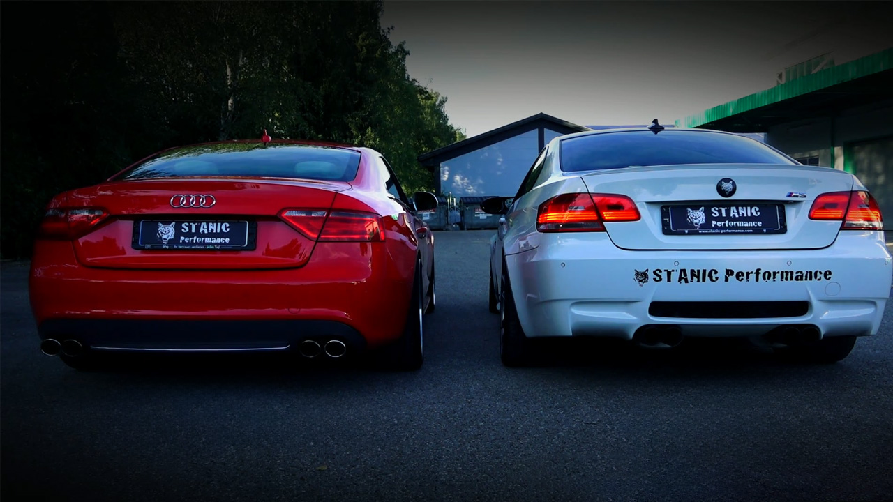 Audi S5 and BMW M3 V8 exhaust sound comparison
