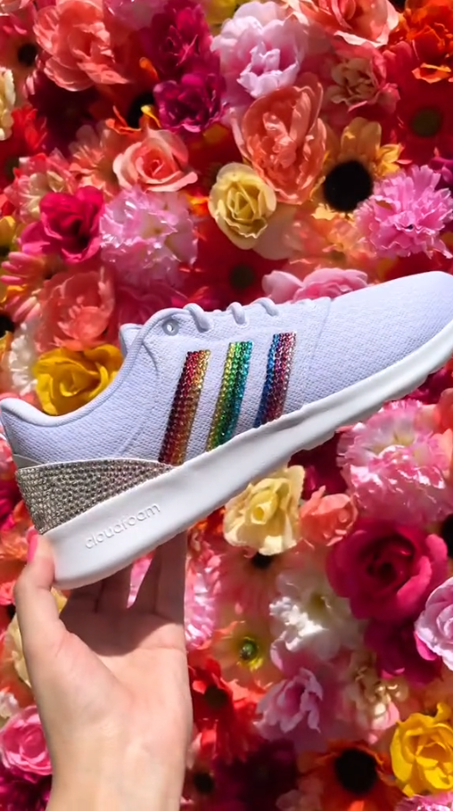 Rainbow sneaks that sparkle | Custom bedazzled sneakers