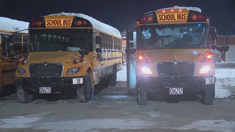 How early do Ohio school buses get ready to hit the road in the cold?