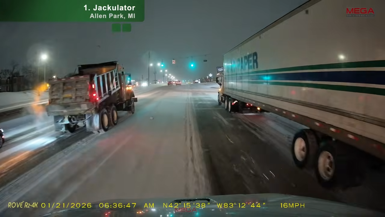 What happens when a Chevy Cruze runs a red light on snowy roads and ...
