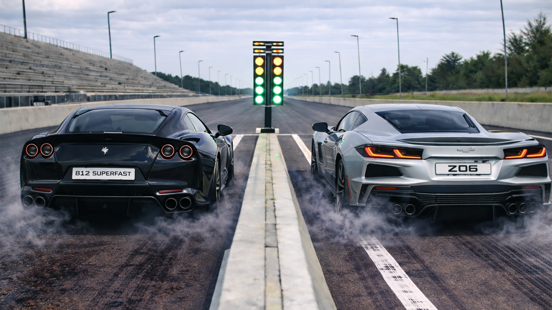 Ferrari 812 Superfast vs Chevrolet Corvette Z06 drag race